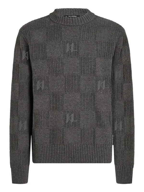 Karl Lagerfeld Monogram Checked Knitted Sweater - Shadow
