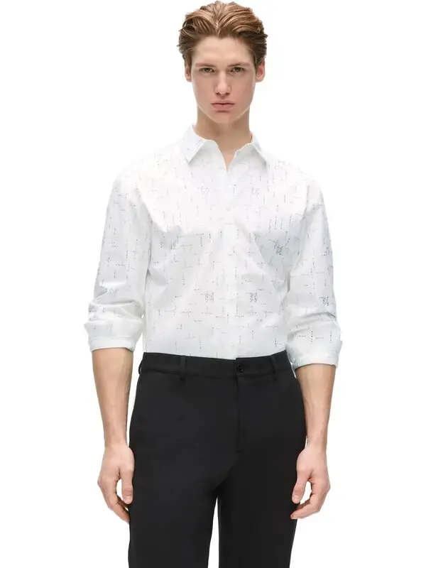 Karl Lagerfeld Monogram Rhinestone Shirt - White