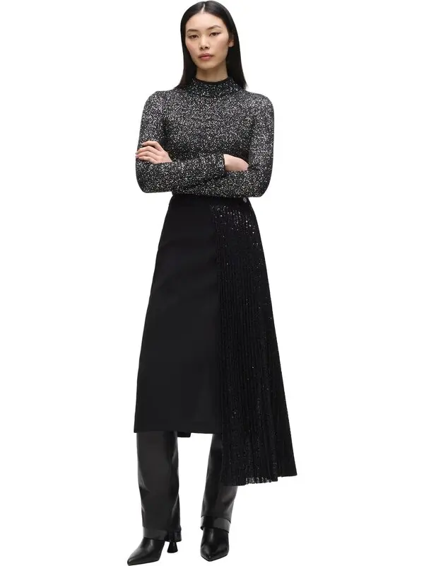 Karl Lagerfeld Asymmetric Sequin Skirt - Black