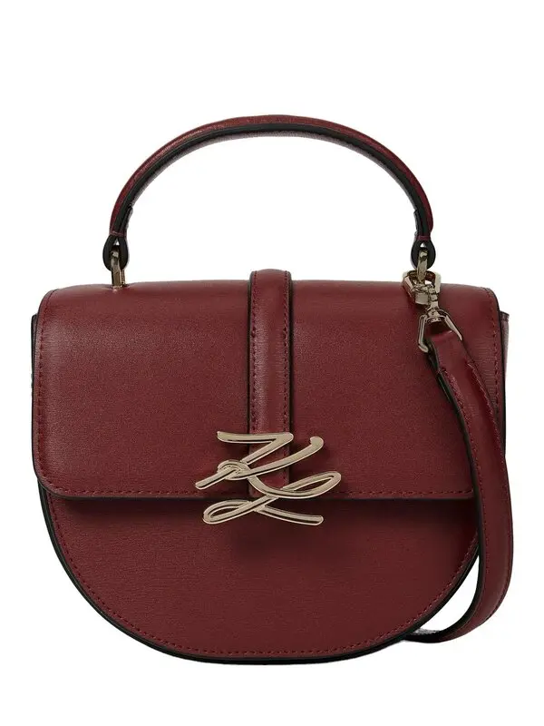Karl Lagerfeld K/autograph Leather Top Handle Bag - Dark Cherry