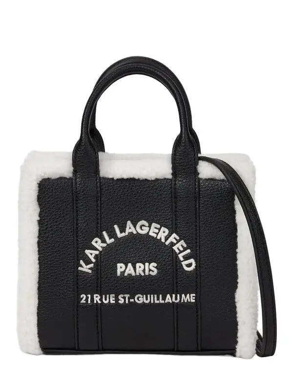 Karl Lagerfeld Rue St-guillaume Mini Faux-shearling Tote Bag - Black