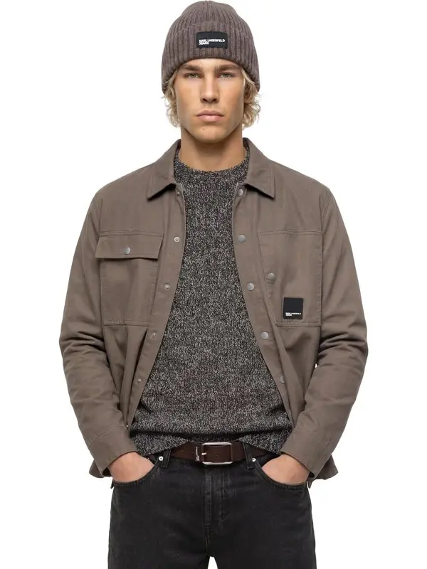 Karl Lagerfeld Canvas Overshirt Jacket - Iron