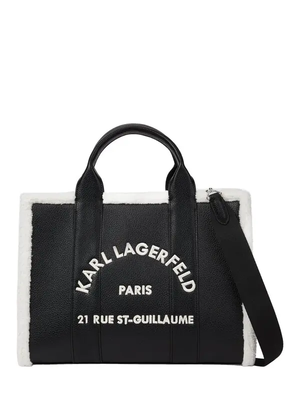 Karl Lagerfeld Rue St-guillaume Medium Faux-shearling Tote Bag - Black