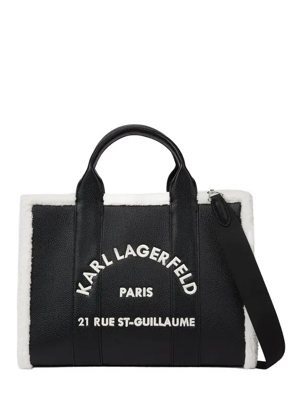 Karl Lagerfeld Faux-shearling Trim Tote Bag - Black