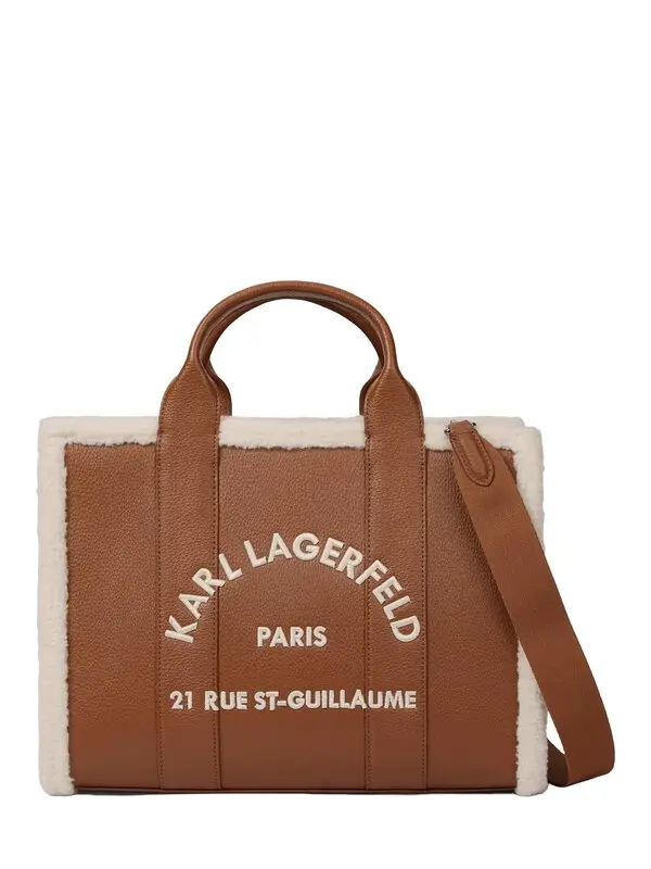 Karl Lagerfeld Faux-shearling Trim Tote Bag - Dark Tan
