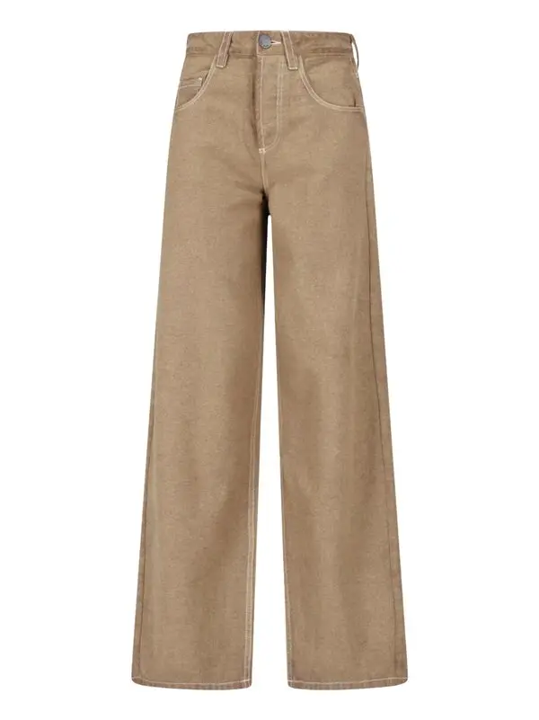 UMA WANG Straight Wool Blend Trousers - Beige