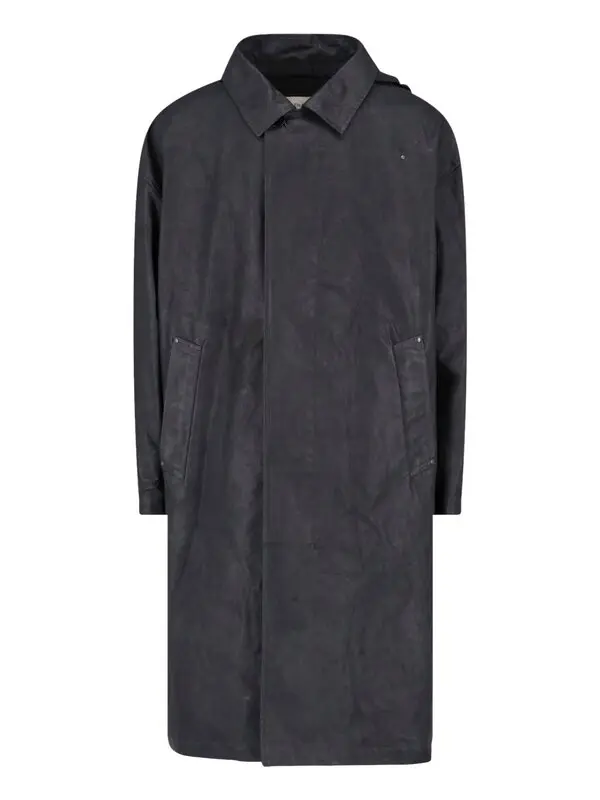 LEMAIRE Coated Cotton Trench Coat - Black