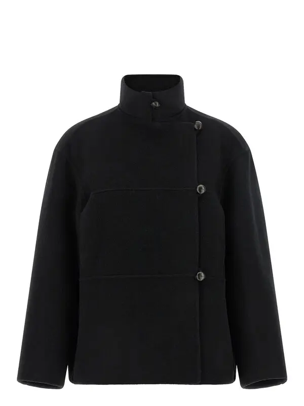 RÓHE Double Wool Coat - Black