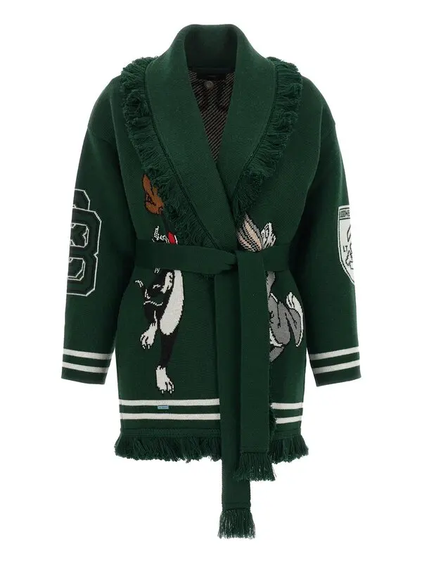 Alanui Sporty Bugs Bunny & Sylvester Cardigan - Green