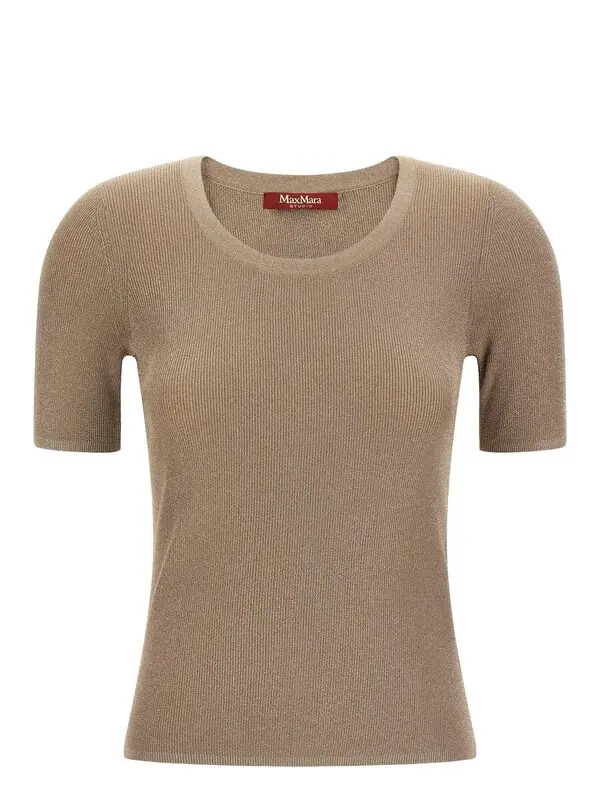 Max Mara Metallic Ribbed T-shirt - Beige