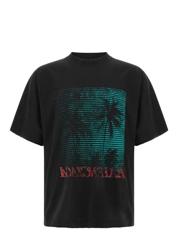 Balenciaga Vintage-effect T-shirt - Black