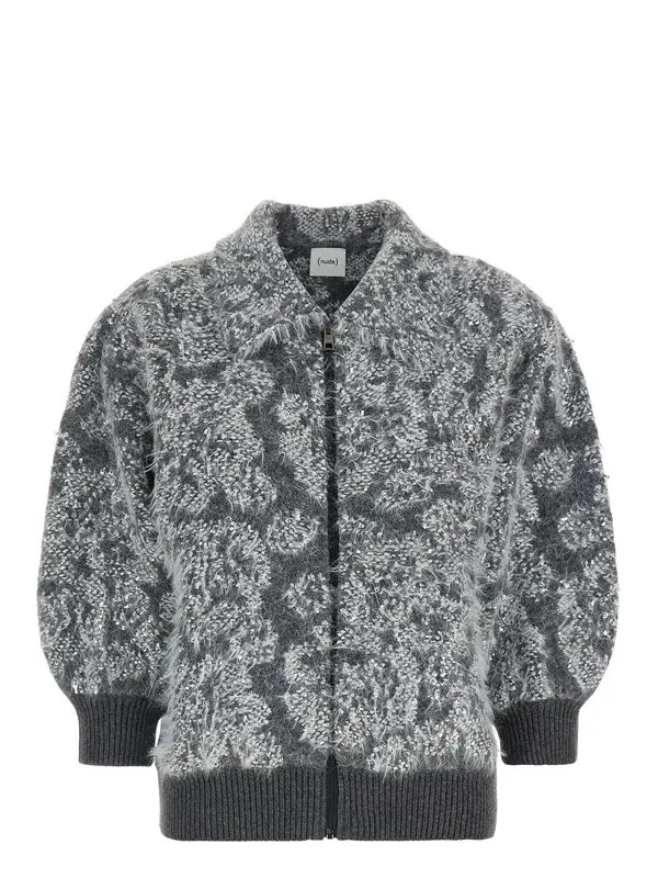 NUDE Jacquard Knit Cardigan - Gray
