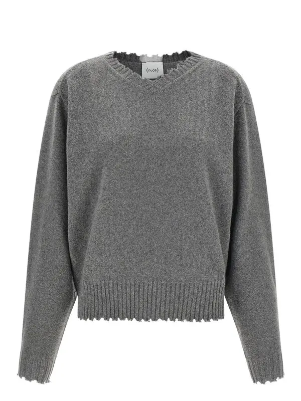 NUDE Cashmere V-neck Sweater - Gray