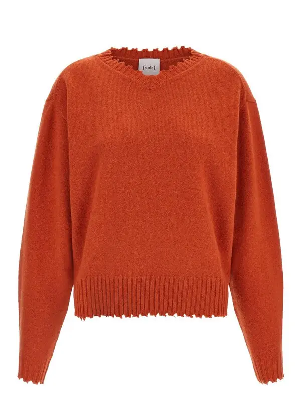 NUDE Cashmere V-neck Sweater - Orange