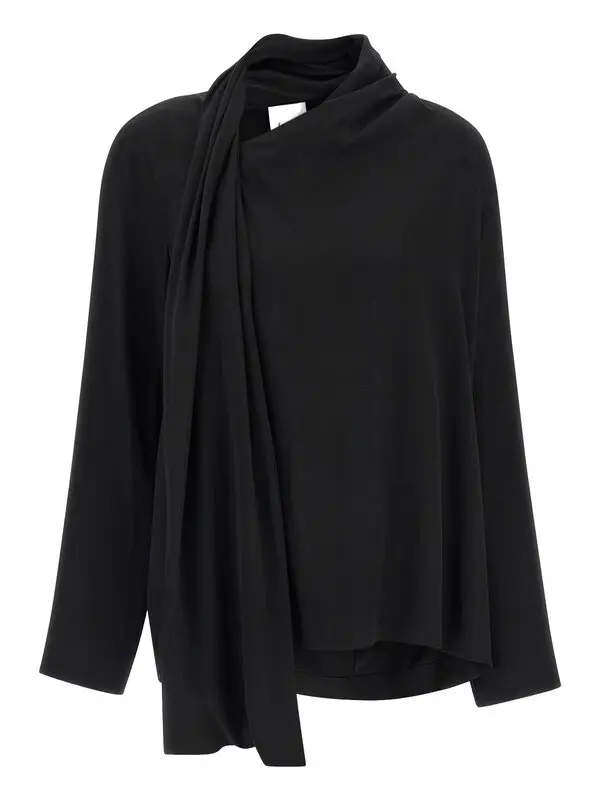 NUDE Draped Panel Blouse - Black