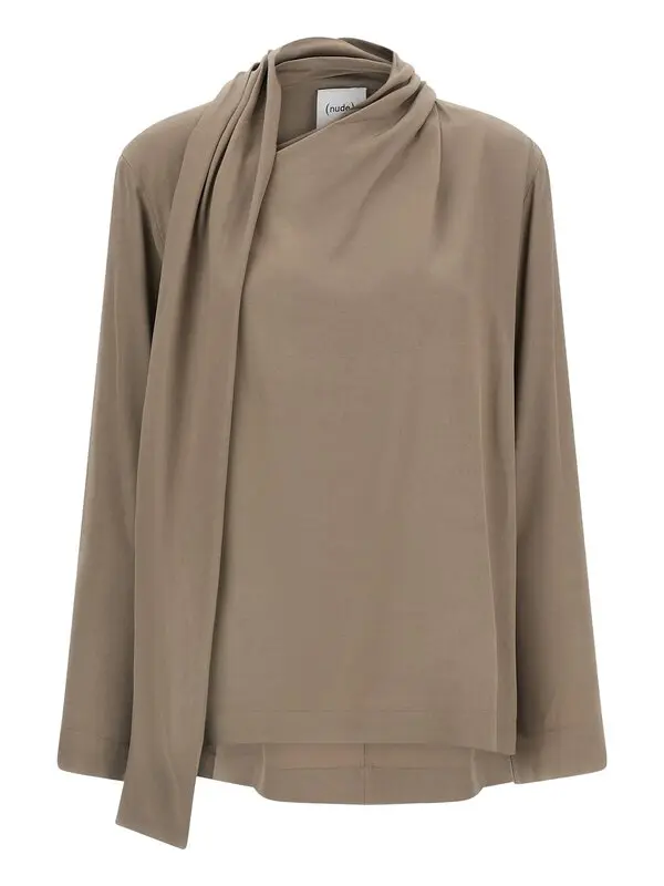 NUDE Draped Panel Blouse - Gray