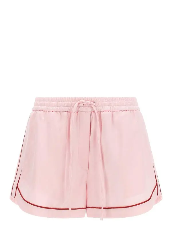 Off-White Jacquard Satin Pajama Shorts - Pink