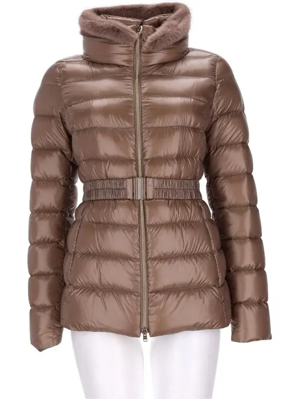 Herno Padded Jacket With Fur Collar And Belt - Multicolor