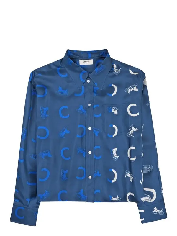 Celine Silk Twill Short Shirt - Blue