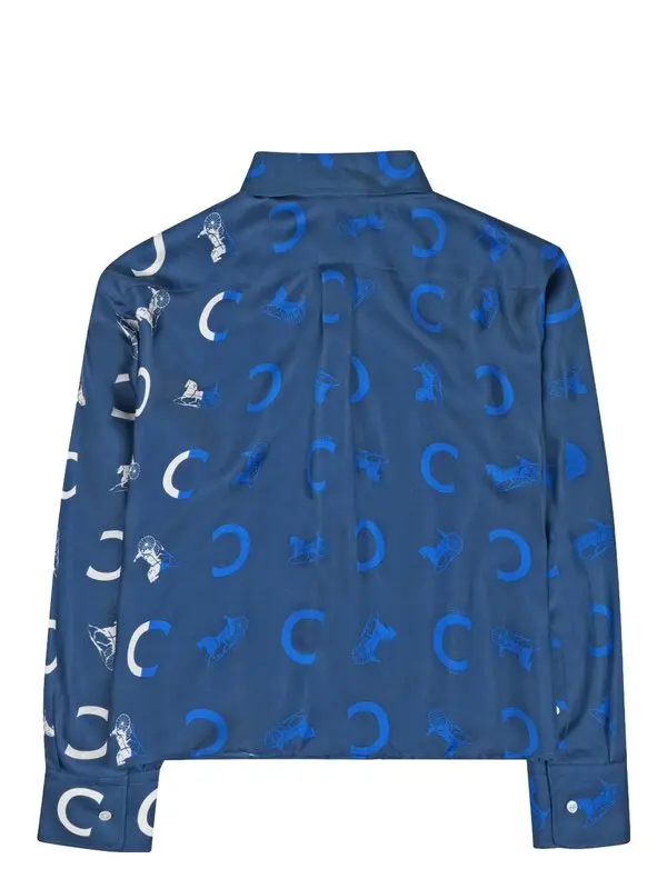 Celine Silk Twill Short Shirt - Blue
