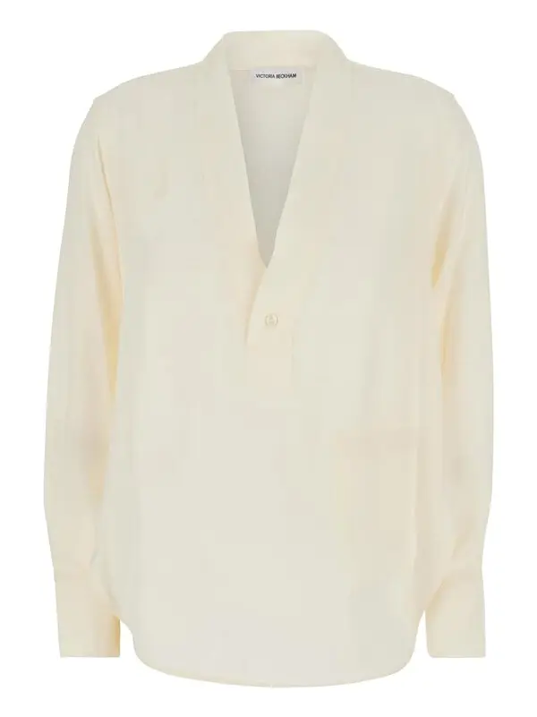 Victoria Beckham Silk V-neck Blouse - Multicolor