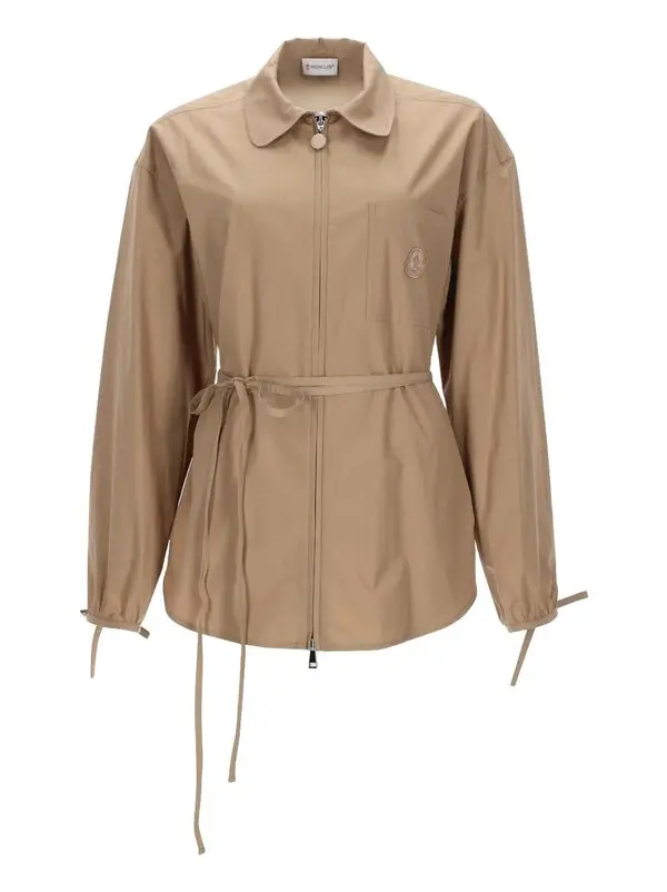 Moncler Belted Zip-up Jacket - Cream