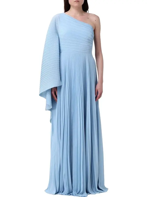 Solace London Pleated Criªpe One-shoulder Dress - Blue