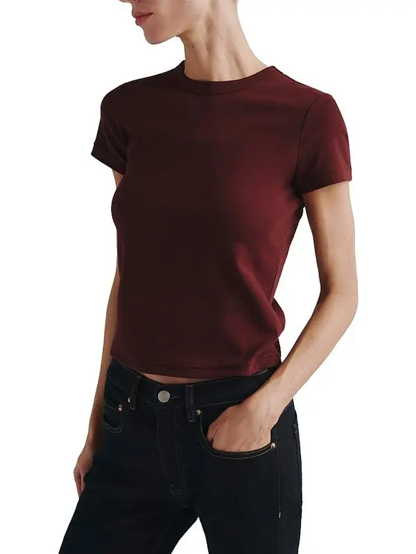DL1961 Shrunken Cotton Stretch Tee - Maroon
