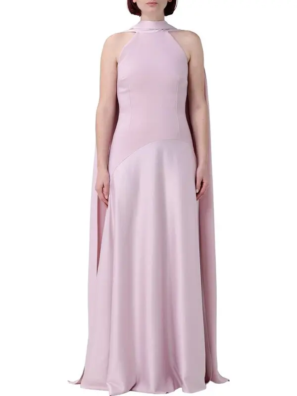 Solace London Elegant Crepe Dress - Pink