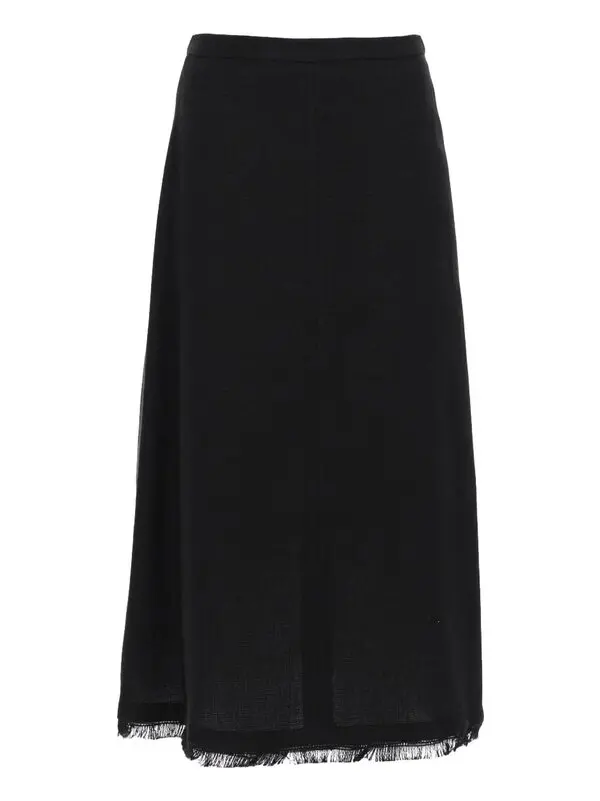 Max Mara Fringe Detailed Longline Skirt - Black