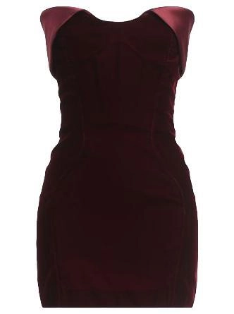 MUGLER Velvet And Satin Mini Dress - Red