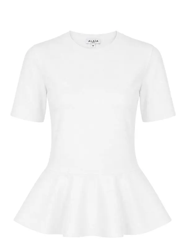 Alaïa Short Sleeve Peplum Top - Multicolor