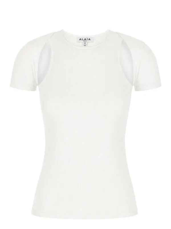 Alaïa Ribbed Short Sleeve T-shirt - Multicolor