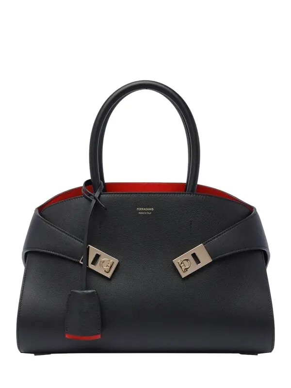 FERRAGAMO Medium Bicolor Hug Handbag - Black