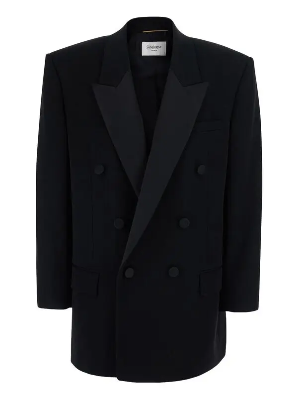 Saint Laurent Wool Double-breasted Jacket - Multicolor