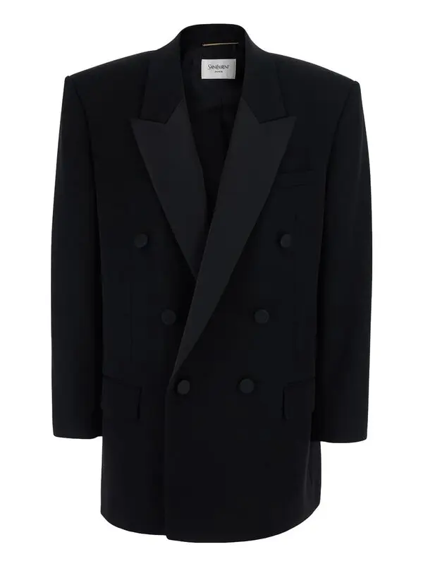 Saint Laurent Wool Double-breasted Jacket - Multicolor