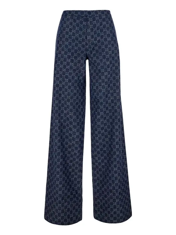 Gucci Chambray Gg Print Denim Pants - Multicolor