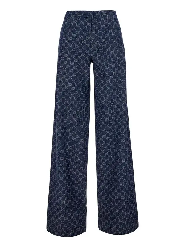 Gucci Chambray Gg Print Denim Pants - Multicolor
