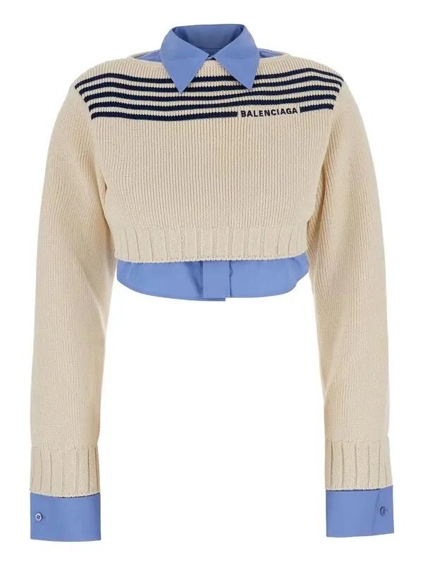 Balenciaga Layered Crop Sweater - Multicolor