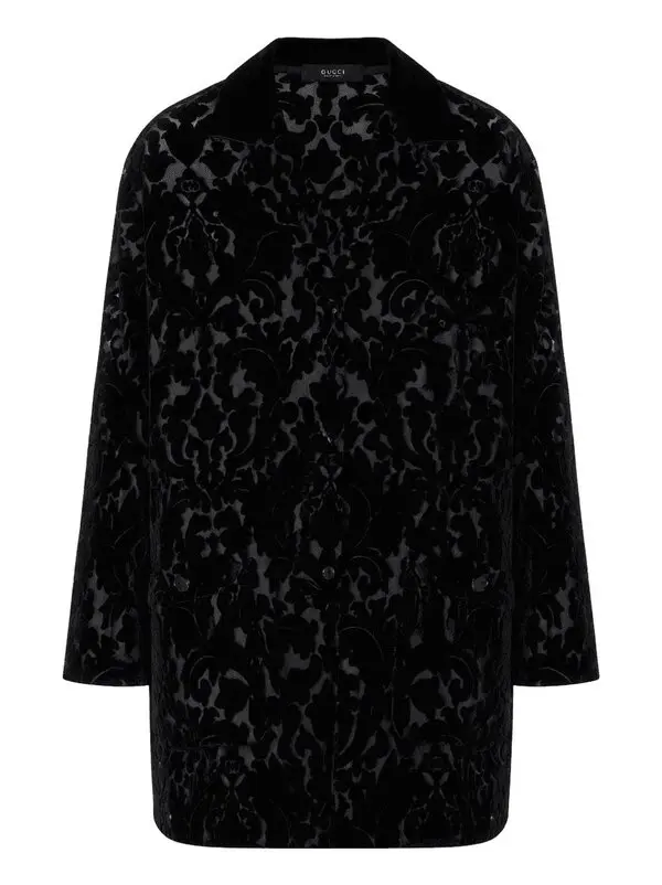 Gucci Floral Devoré Velour Shirt - Black