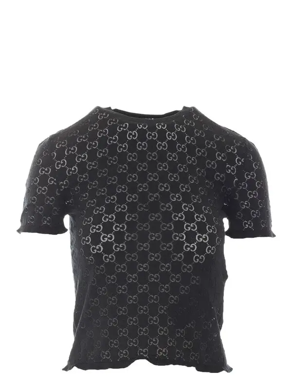 Gucci Gg Devore Cotton Top - Black