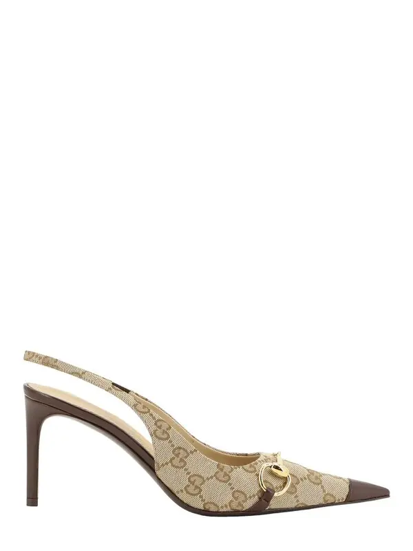 Gucci Gg Fabric Décolleté Slingback Pumps - Beige