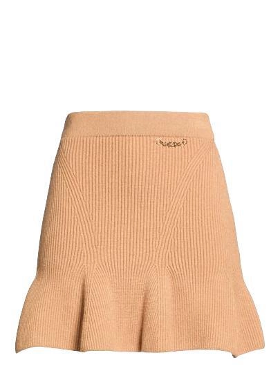 Elisabetta Franchi Flared Ribbed-knit Mini Skirt - Beige