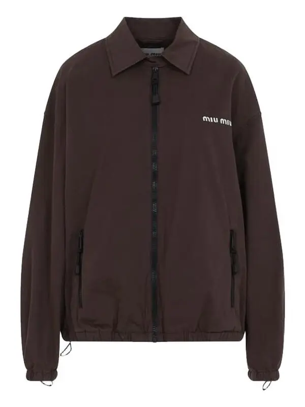 Miu Miu Gabardine Oversized Blouson Jacket - Brown