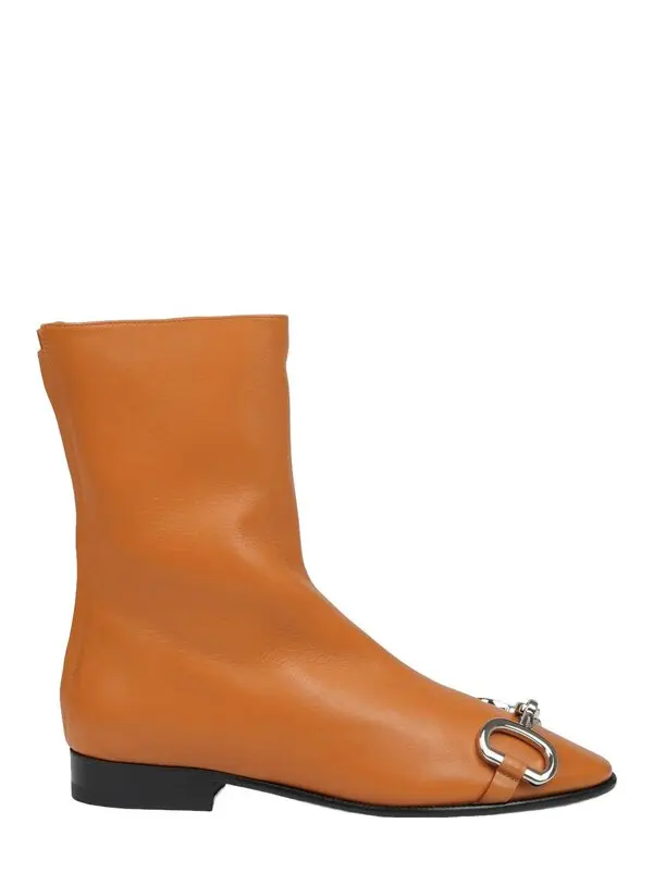 Celine Leather Boots With Bit Detail - Brown