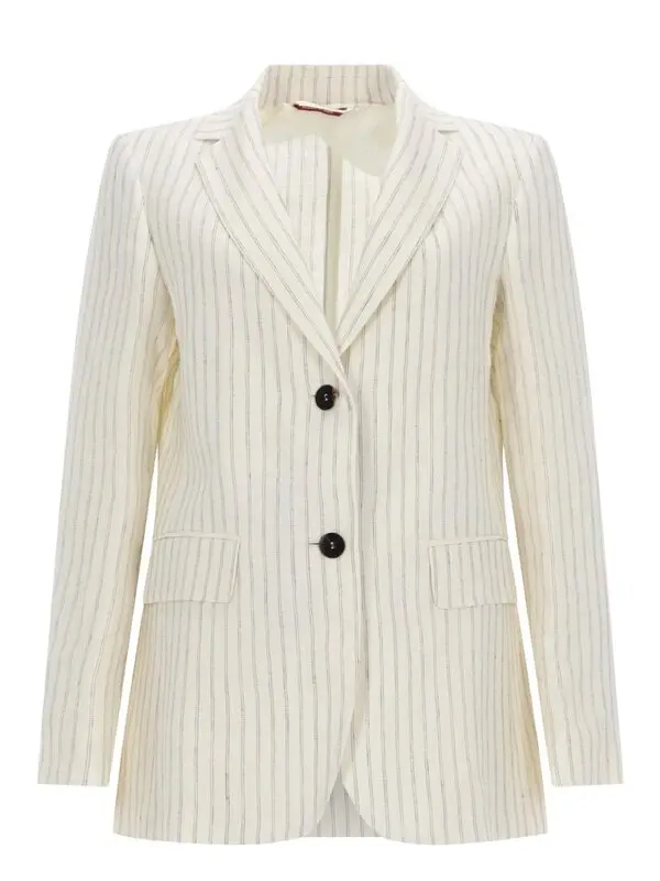 Max Mara Linen Pinstripe Blazer - White