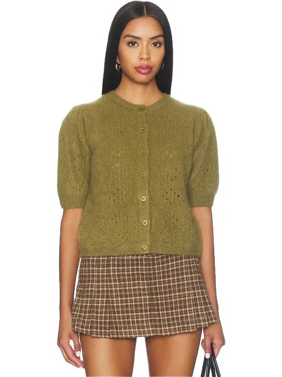 FRAME The Cashmere Airy Cardigen In Olive - Deep Olive