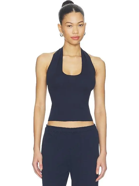 VIR VITA Pointelle Halter Top - Midnight