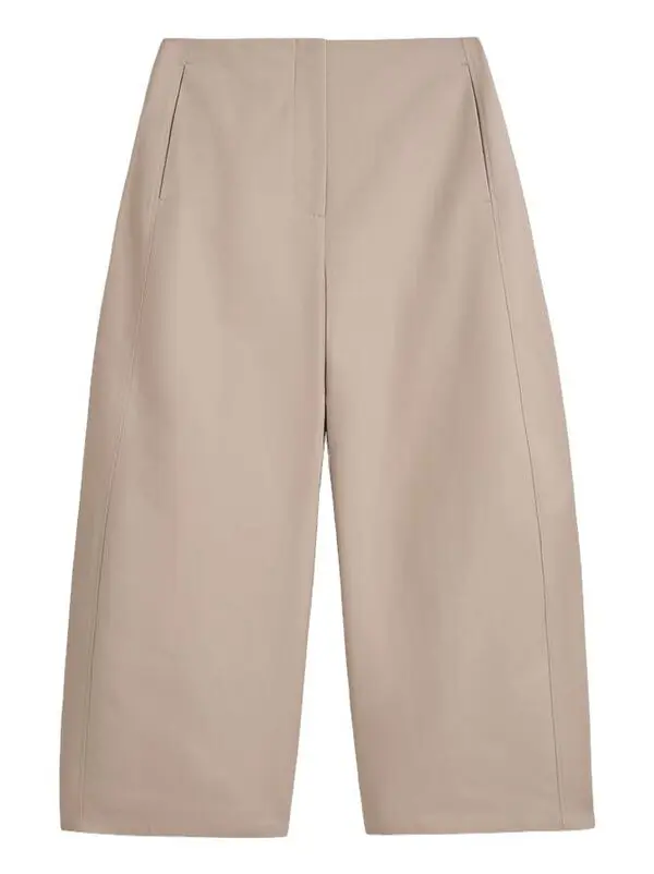 Cos Cropped Barrel-leg Cotton Pants - Beige