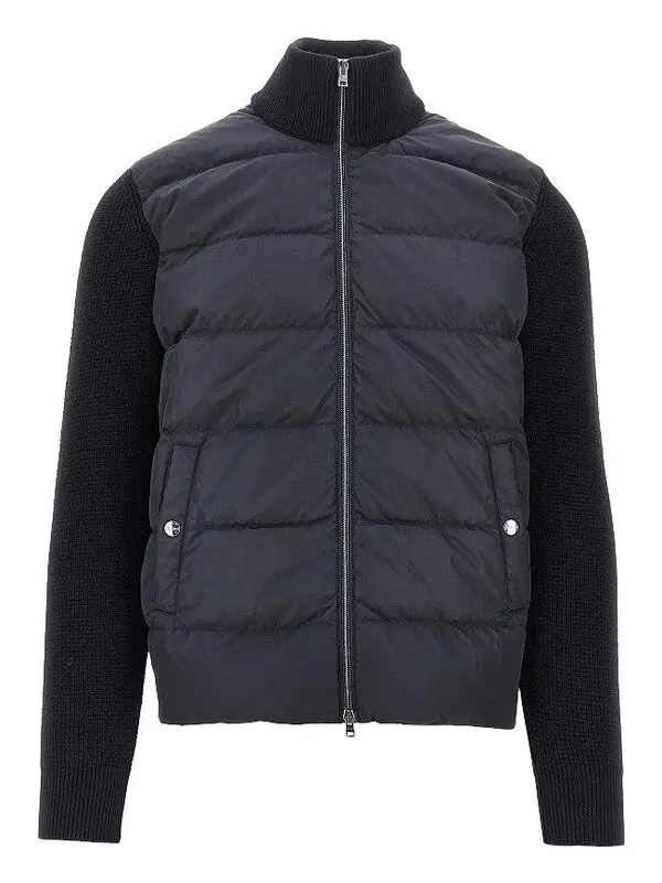 Herno Padded Nylon And Wool Cardigan - Blue